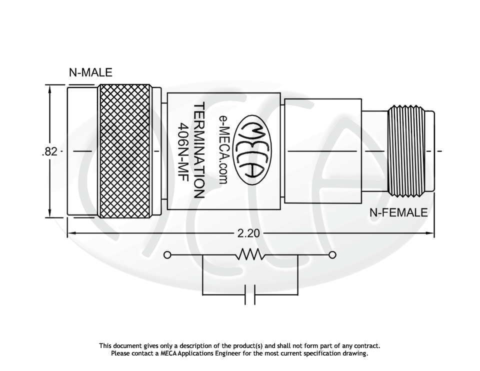 RF-Terminations, 406N-MF, Feed Thru N-Type, 2 Watts, 0.3-1.0 GHz — MECA ...