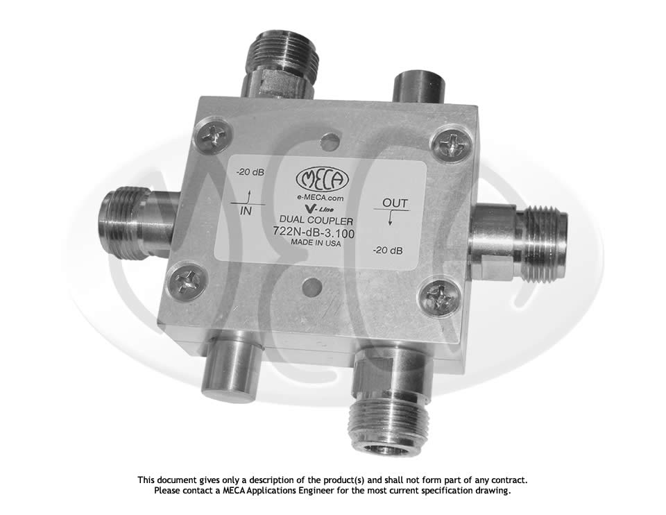 500-Watt Dual Couplers, 722N-10-3.100, In-line, 2.000-4.200 GHz — MECA ...