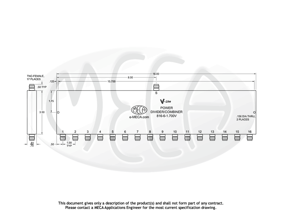 Power Dividers 16-Way TNC-Female — MECA Electronics, Inc.