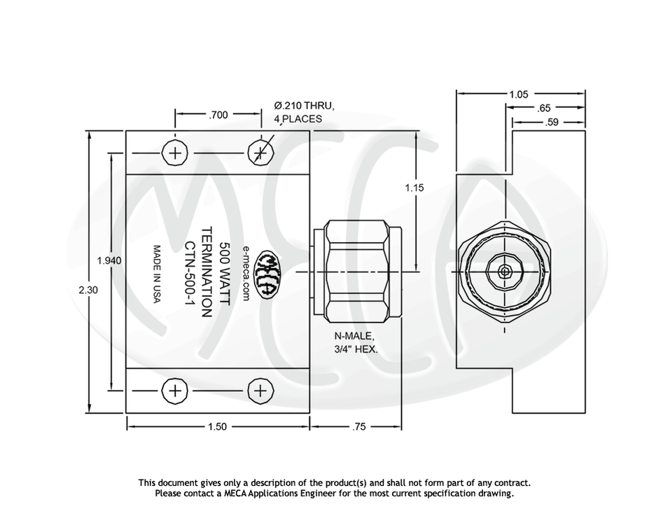 RF Terminations N-Type — MECA Electronics, Inc.
