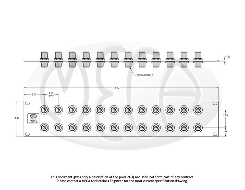 Integrated Assembly, RM-24-N, Patch Panel x 24, N-Female, Hz-11.00 GHz ...